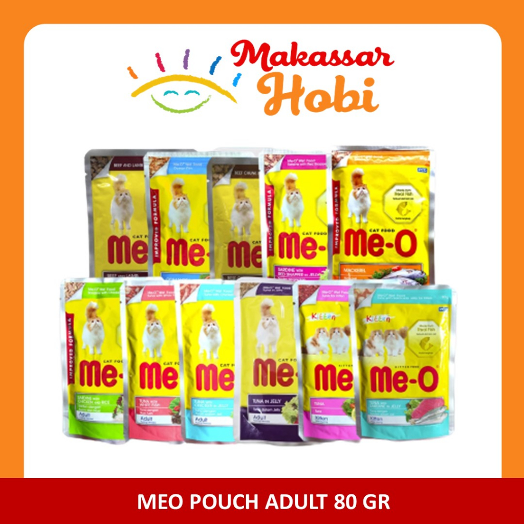 Jual Meo Adult Pouch 80gr Me-O Wet Cat Food 80 gr gram Makanan Kucing ...