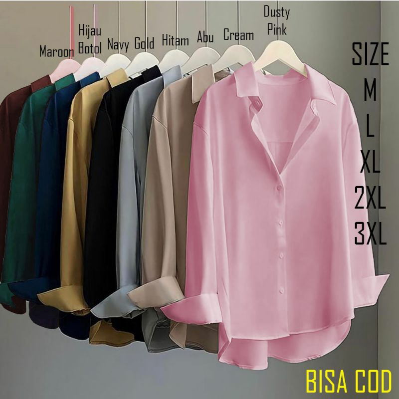 Jual Kemeja Polos Wanita Big Size Ukuran S M L XL XXL XXXL XXXXL 4XL 2XL 3XL 5XL 2L 3L 4L 5L ...