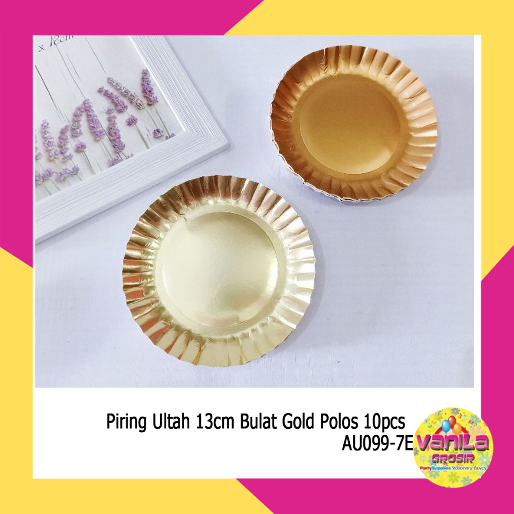 Jual (250Pcs) Piring Ultah Bulat Polos GOLD, piring ulangtahun, piring kue, piring kertas ...