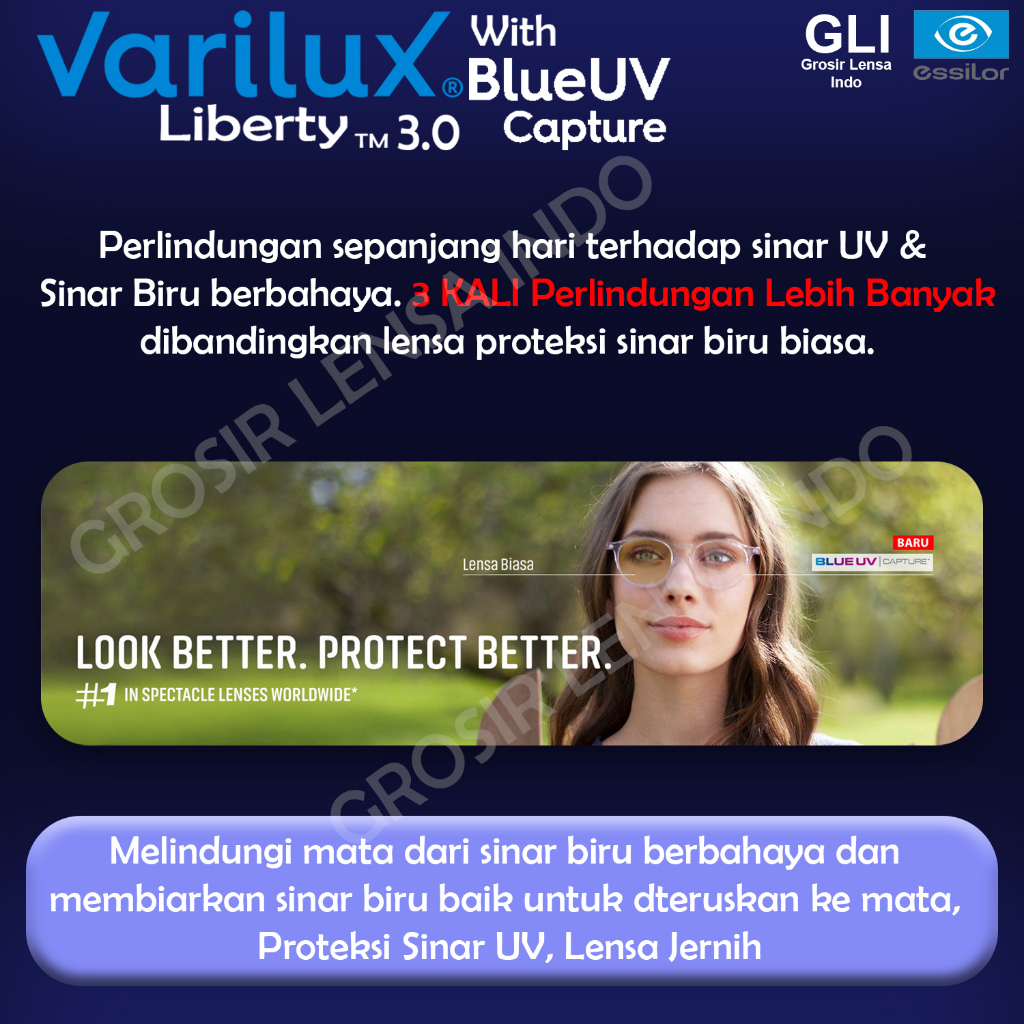 Jual Lensa progresif Essilor Varilux Liberty Digital orma 1.5 BLUE UV ...