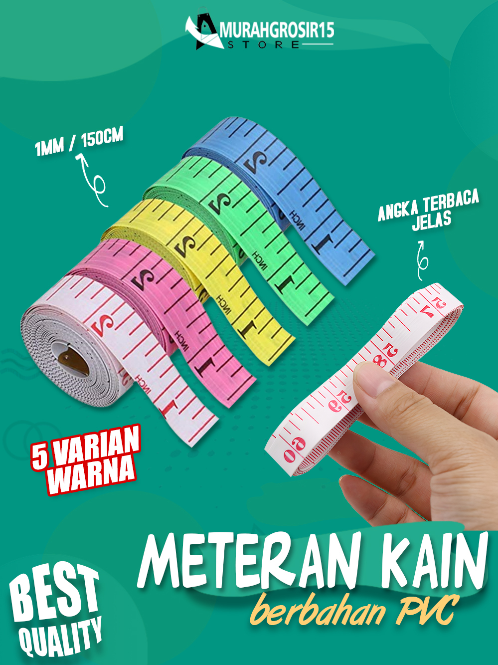 Jual METERAN JAHIT / METERAN KAIN ALAT UKUR MULTIFUNGSI 150CM / METERAN ...