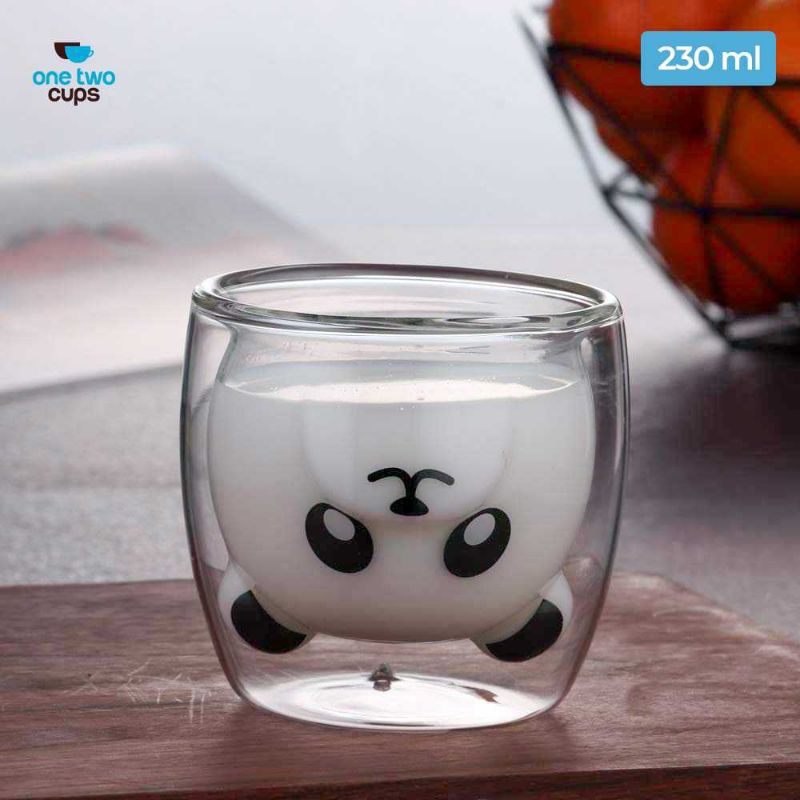 Jual One Two Cups Cangkir Kopi Anti Panas DoubleWall Panda 230ml - BGD1 ...