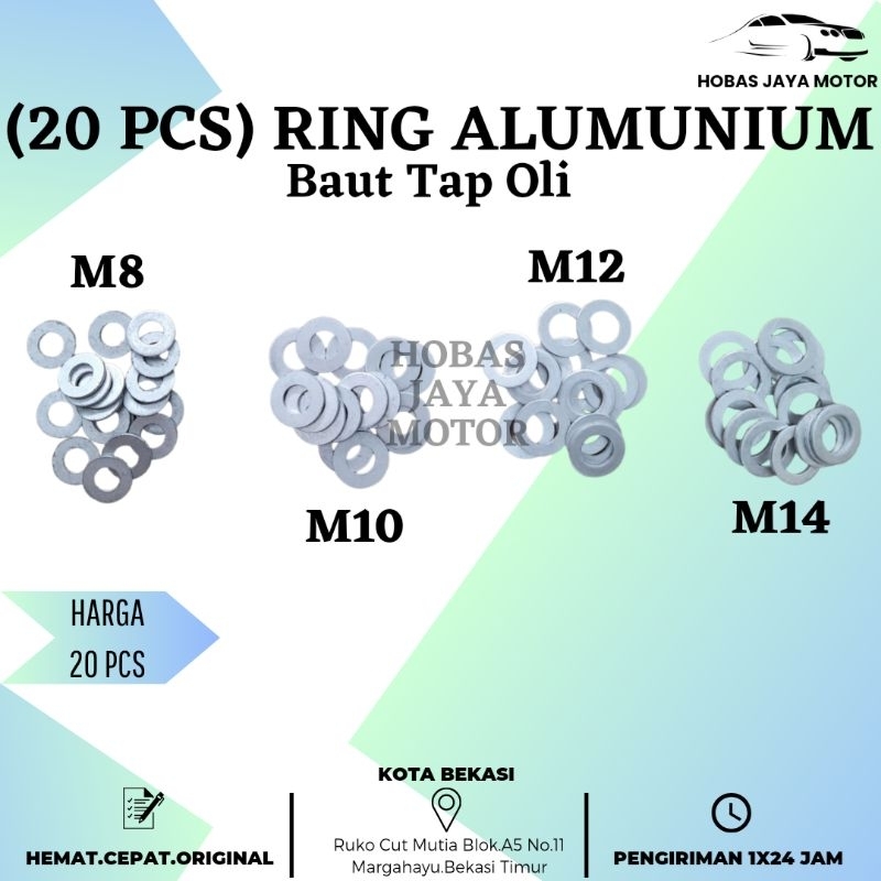 Jual [20 Pcs] Ring alumunium baut tap oli paking aluminium m14 m12 m10 ...
