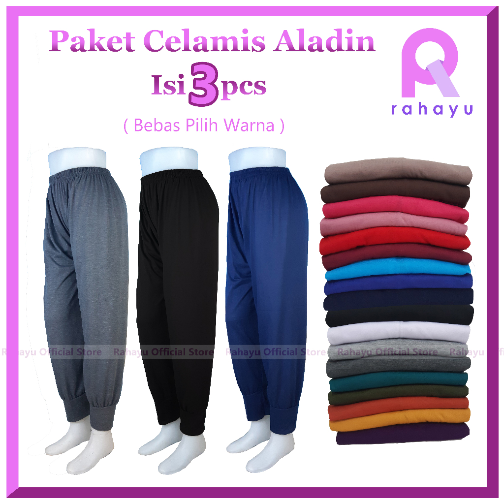 Jual Paket Hemat Isi 3pcs Celamis Aladin / Celana Dalaman Gamis Aladin ...