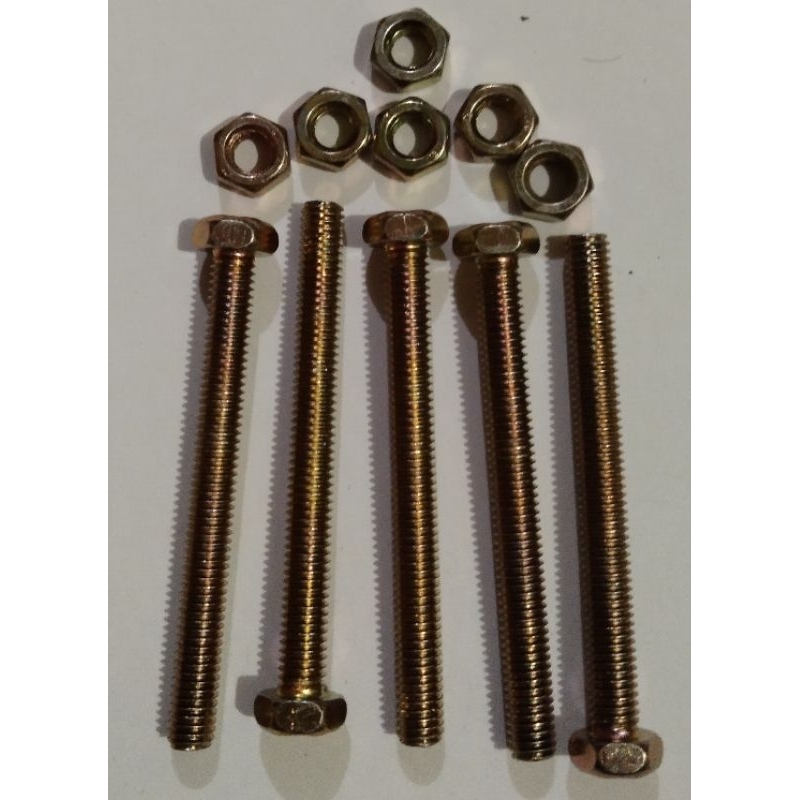 Jual 50pcs baut + mur kuning BMK HEx m6 x 60mm kunci 10 | Shopee Indonesia