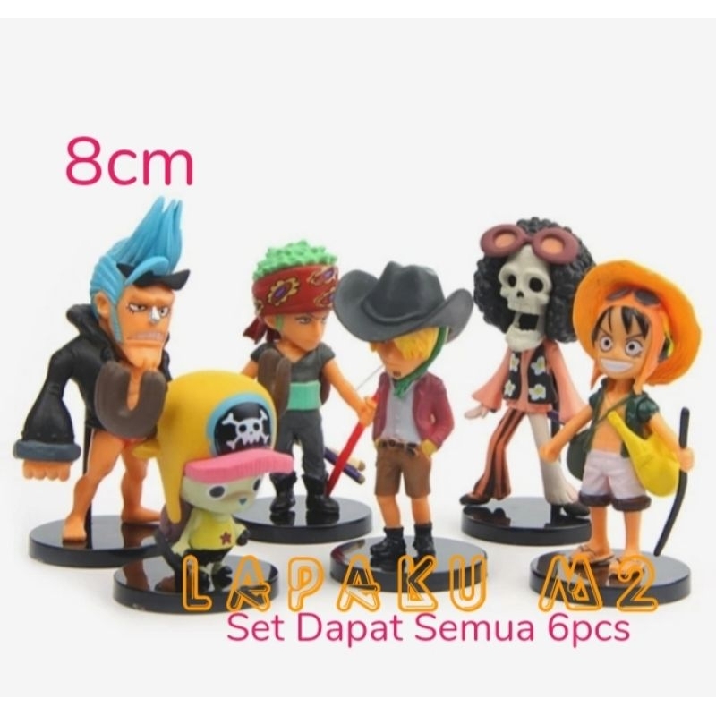 Jual One piece Straw Hat Pirates Figure set isi 6/Miniatur pajangan ...