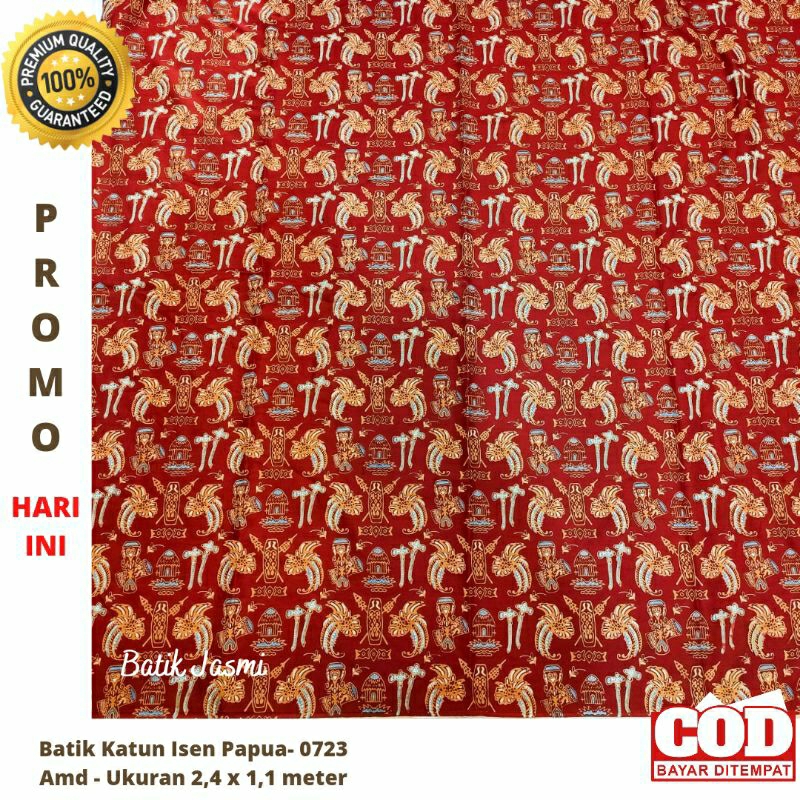 Jual Kain Batik Motif Isen Papua Terbaru 2023 Dasaran Merah Hitam ...