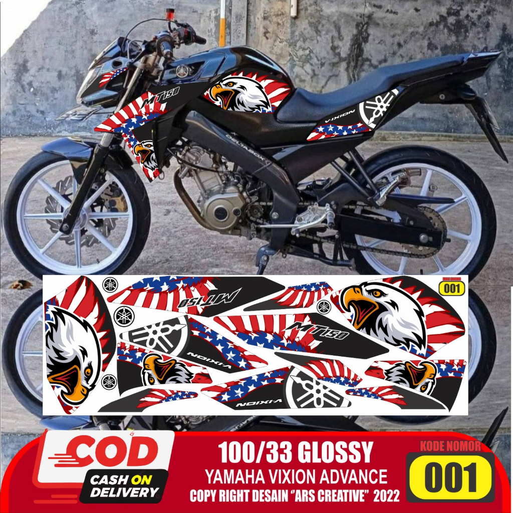 Jual Sticker Striping New Vixion Advance NVA 2016 Variasi Decal ARS001 ...