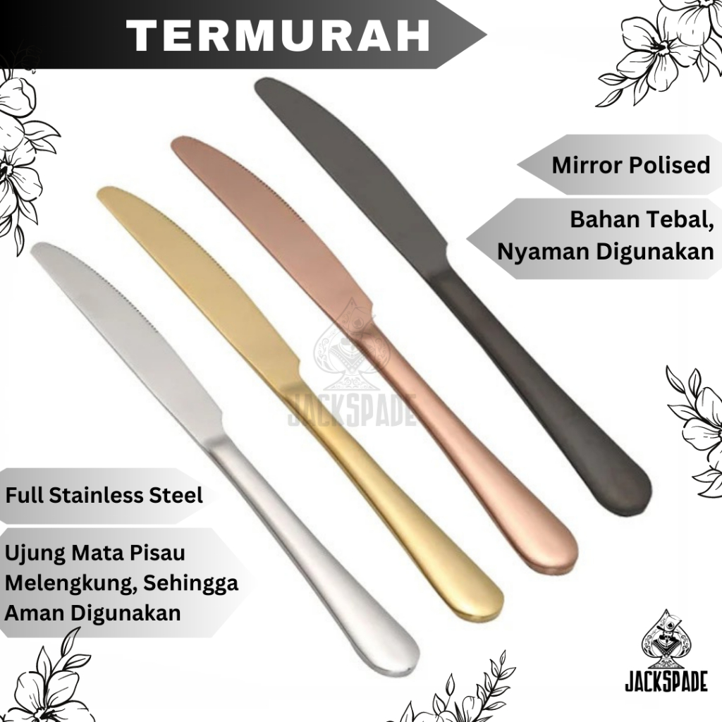 Jual Pisau Makan Stainless Steel Gold - Pisau Hotel Tebal Panjang Kuat ...