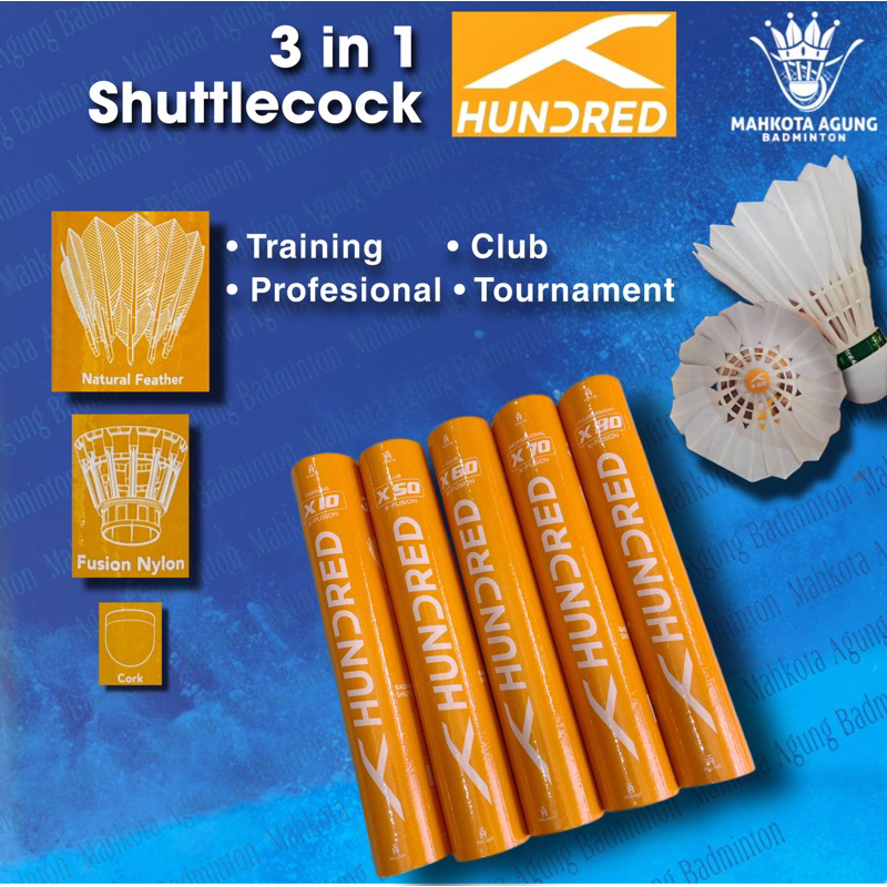 Jual shuttlecock HUNDRED 3 in 1 ORIGINAL bola bulutangkis badminton ...