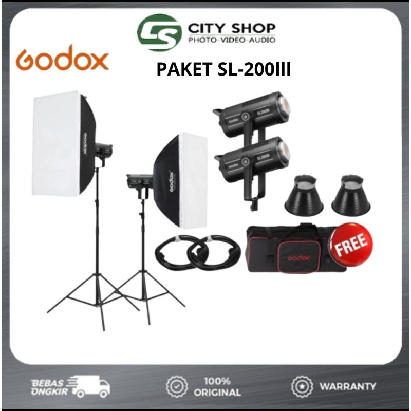Jual PAKET LAMPU STUDIO VIDEO LIGHT GODOX SL-200 II/PAKET LAMPU STUDIO ...