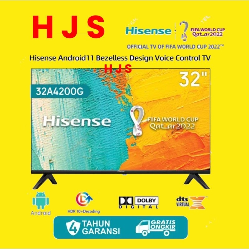 Jual TV LED HISENSE 32 INCH / 32" 32A4200G SMART ANDROID TV HD | Shopee ...