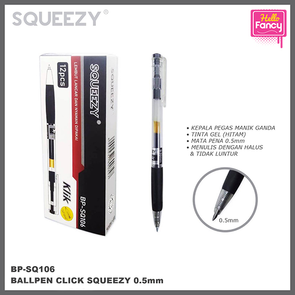 Jual Ballpoint Squeezy Ball Pen 0.7 mm Bolpoin Tinta Bolpen 1 Pak 12 ...