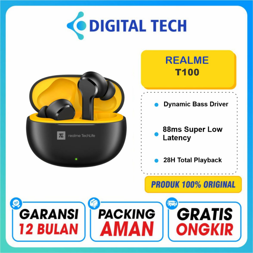 Jual TWS Realme Buds T100 Earphone Bluetooth Realme Original | Shopee ...