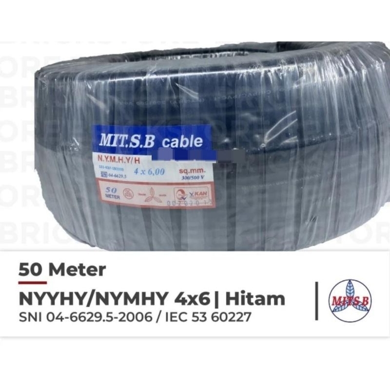 Jual Kabel NYYHY 4X6 super kabel listrik 4 x6 hitam 50 meter dan merk mitsuba | Shopee Indonesia