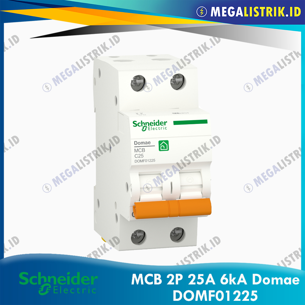 Jual SCHNEIDER MCB DOMAE 2P 25A 6KA SNI DOMF01225 / MCB 2 PHASE 25 ...