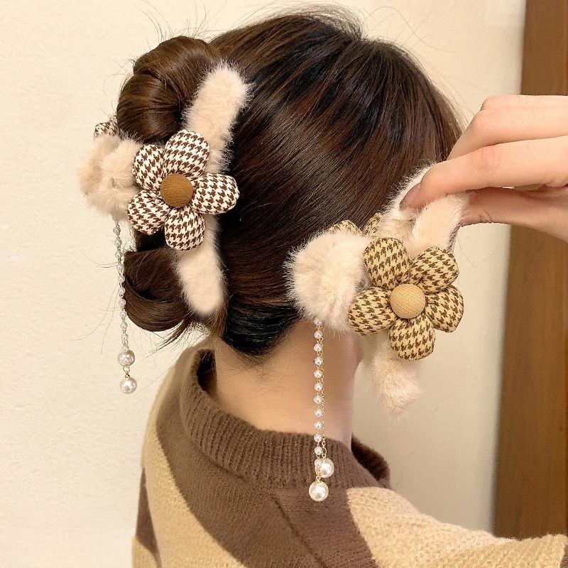 Jual Jepit Rambut Korea 12cm Jedai Bulu Lembut Dengan Boneka Bunga Pita ...