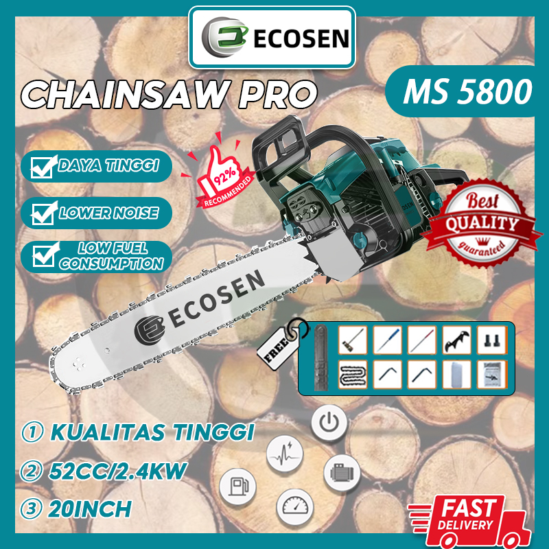 Jual ECOSEN 20/22/24Inch Biru Alat Outdoor Mesin Gergaji Chainsaw Untuk Potong Kayu Chain Saw ...