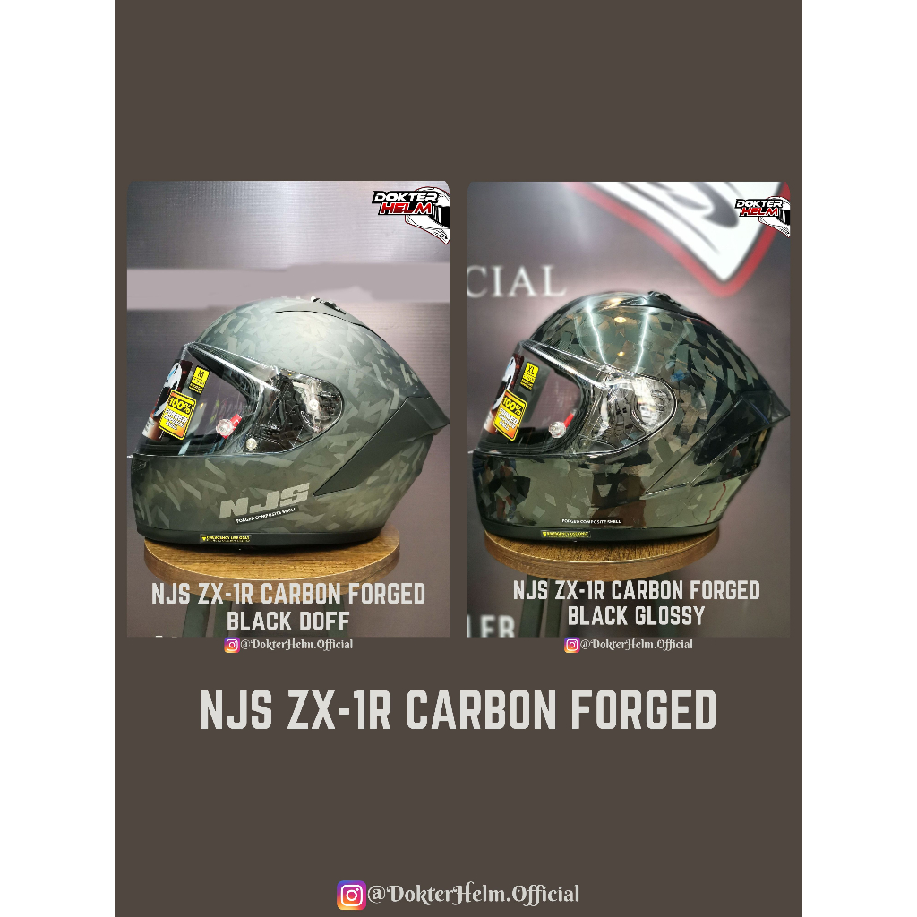 Jual HELM NJS FULLFACE FULL FACE ZX-1R ZX1R CARBON FORGED GLOSSY ...