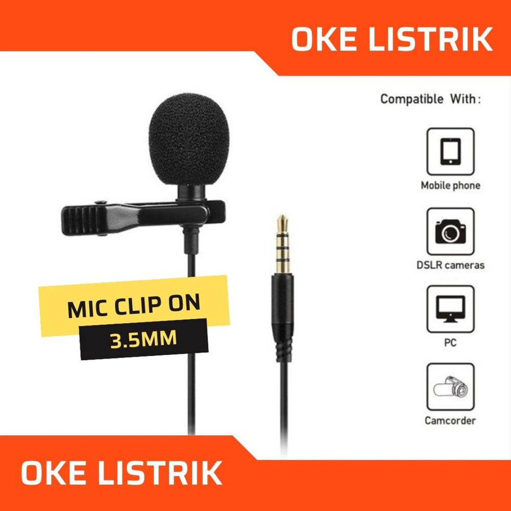 Jual MIC KLIP CLIP ON 3.5MM HP LAVALIER LAV MICROPHONE MIKROFON LAPTOP ...