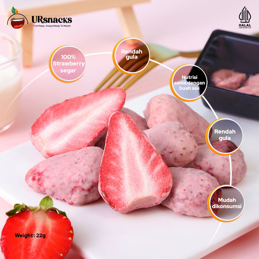 Jual URSNACKS Freeze Dried Strawberry - Snack Keripik Buah Stroberi 22gr | Shopee Indonesia