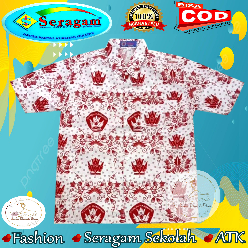 Jual Seragam Sekolah Baju Batik Merah SD Lengan Pendek Merk SERAGAM DAN ...