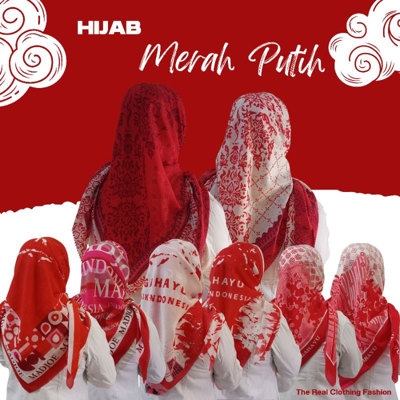 Jual (READY) Promo Hijab Segi Empat Voal Premium Laser Cut Motif Merah ...