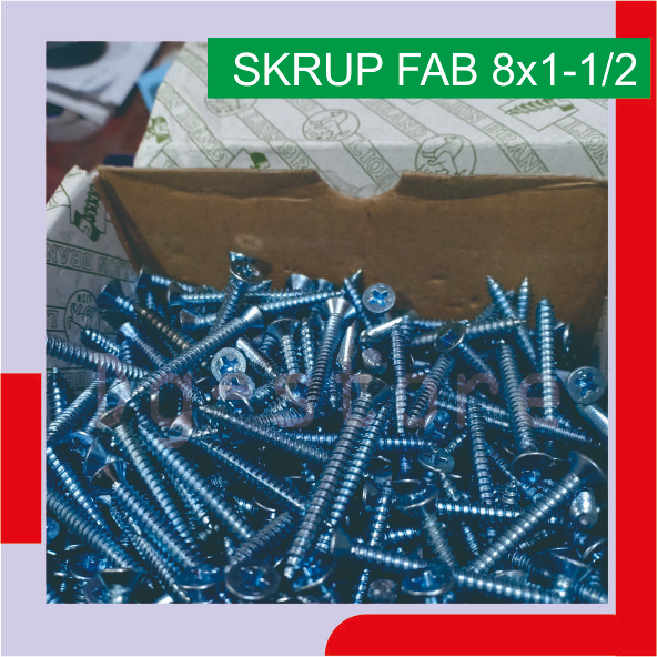 Jual Skrup FAB 8x1-1/2 LION Skrup Kepala Rata 3,5 cm 100 biji | Shopee ...