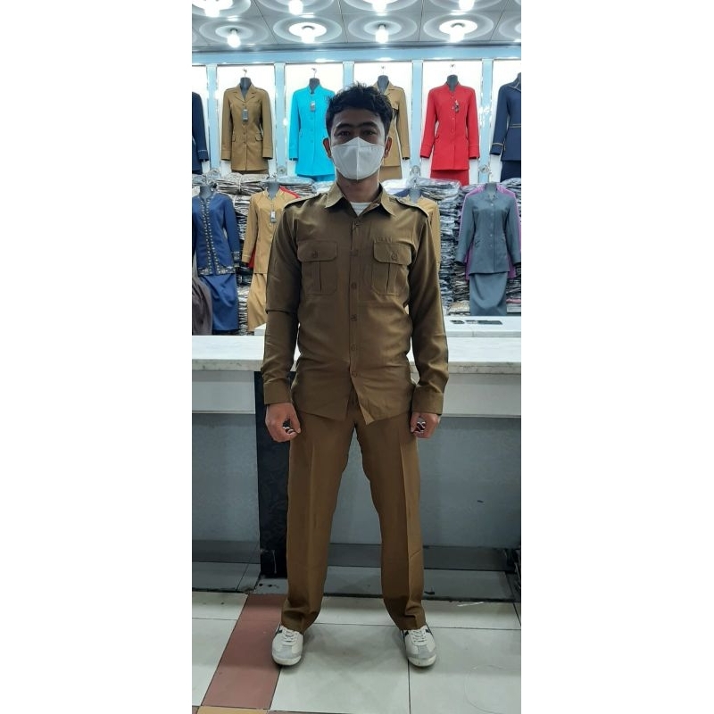 Jual seragam asn pria/ seragam pns kheki tua pria/ seragam pemkot pria ...