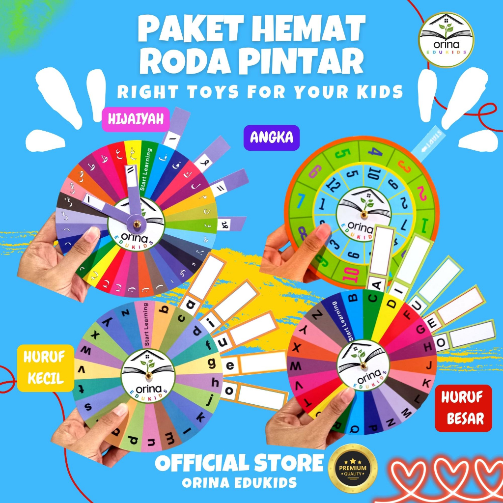 Jual ORINAEDUKIDS Roda Putar Huruf Kecil Wipe Clean Media Belajar ...