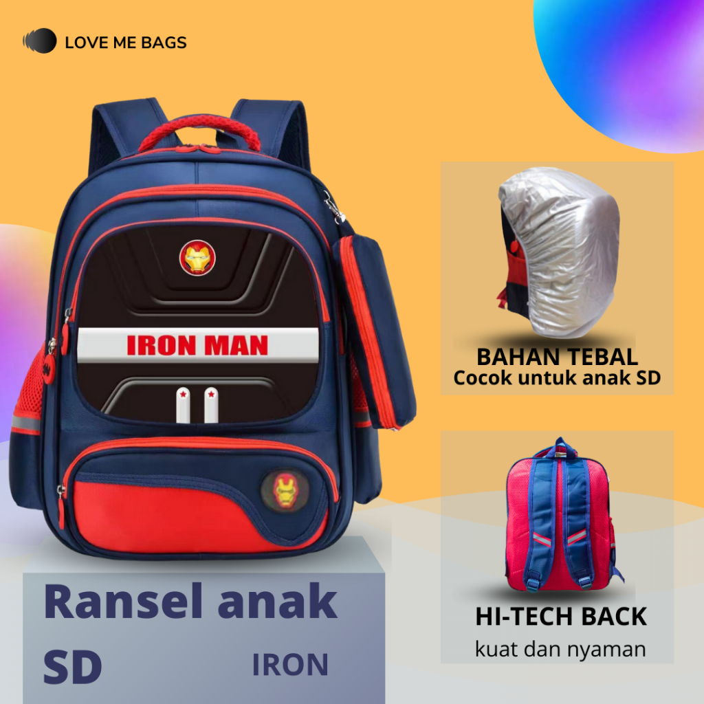 Jual LMB Tas Sekolah Anak SD Import Laki Karakter Superhero Timbul 6D Ukuran Besar Bahan Nilon ...