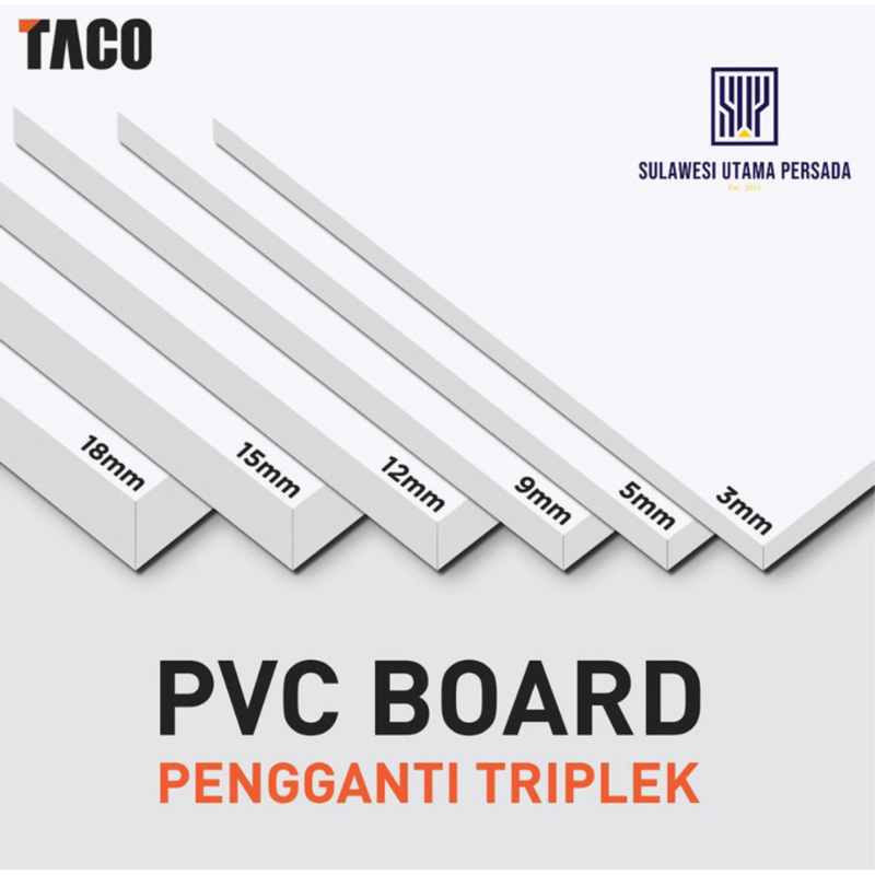 Jual pvc board TACO 3mm,5mm,9mm,12mm,15mm dan 18mm | Shopee Indonesia