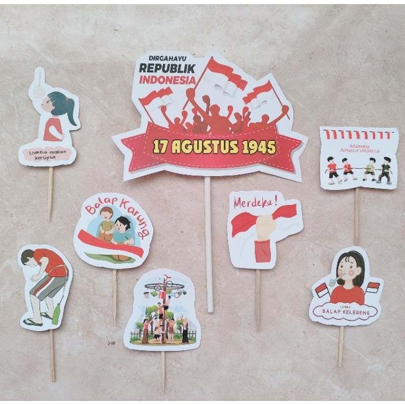 Jual 1 set topper toper hiasan kue cupcake cup cake nasi tumpeng ulang ...