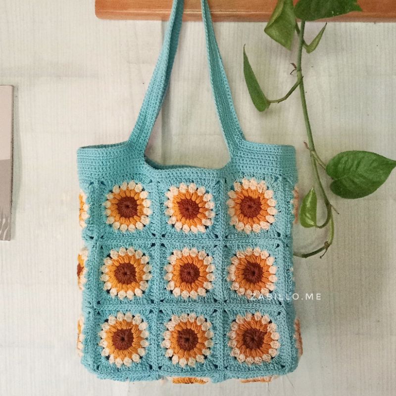 Jual Zabillome Totebag Bunga Matahari Tas Rajut Bunga Matahari Handmade ...