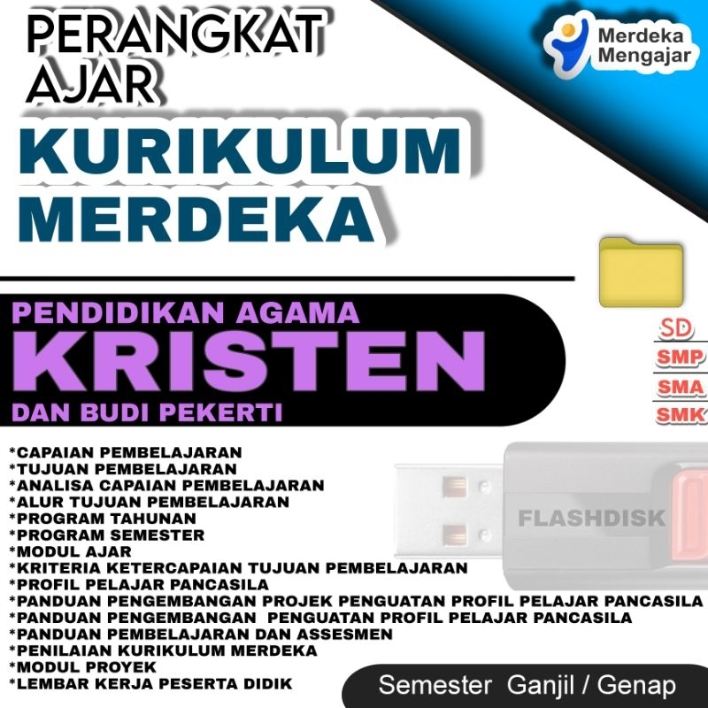 Jual PERANGKAT AJAR KURIKULUM MERDEKA AGAMA KRISTEN, MODUL AJAR, SD SM SMA SMK, FASE A B C D E F ...