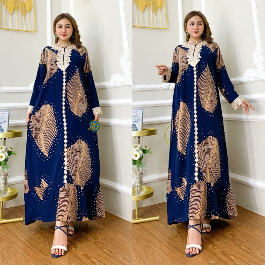 Jual Daster Renda Terbaru - Longdress Rayon Renda Motif Batik Daun ...
