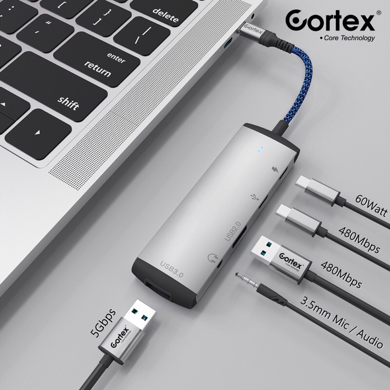 Jual Cortex MH368 HUB Splitter 5IN1 TYPE-C to USB3.0 + 2.0 + Audio 3 ...