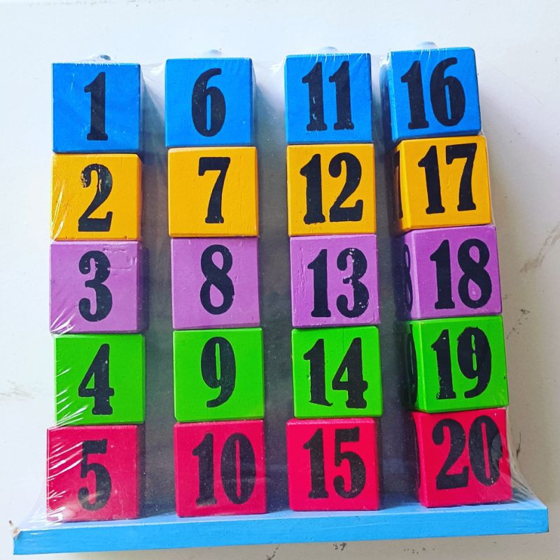 Jual Balok susun angka 1-20 warna Mainan edukasi anak | Shopee Indonesia