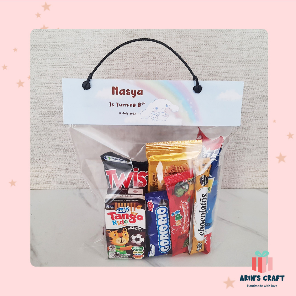Jual Paket Tag Snack Ultah / Label Bag Custom ( Plastik + Label + Tali ...