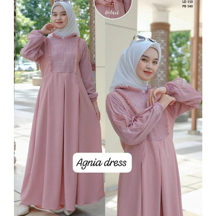 Jual Agnia Dress Baju Dress Wanita Crinkle Airflow Premium Mix Brukat ...
