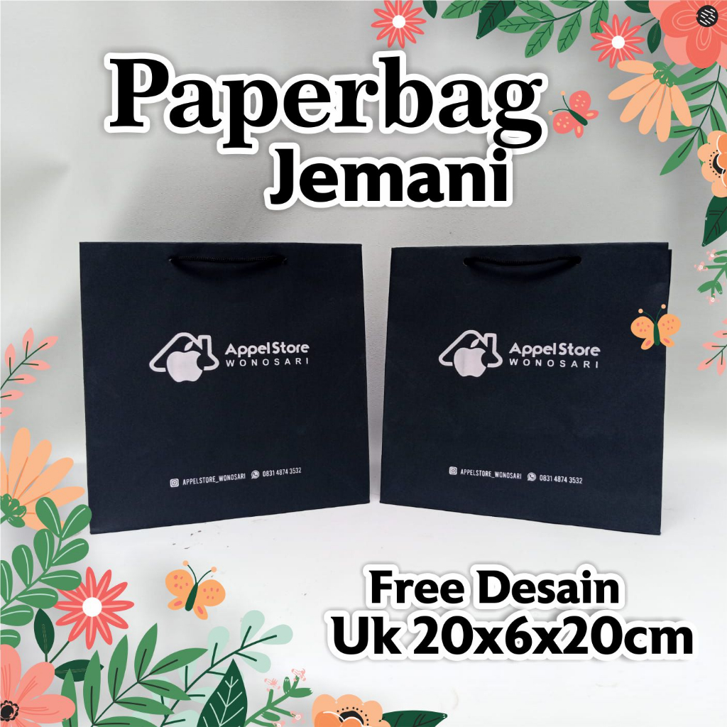 Jual Custom Paperbag Warna Hitam Bahan Kertas Jemani Dengan Sablon ...