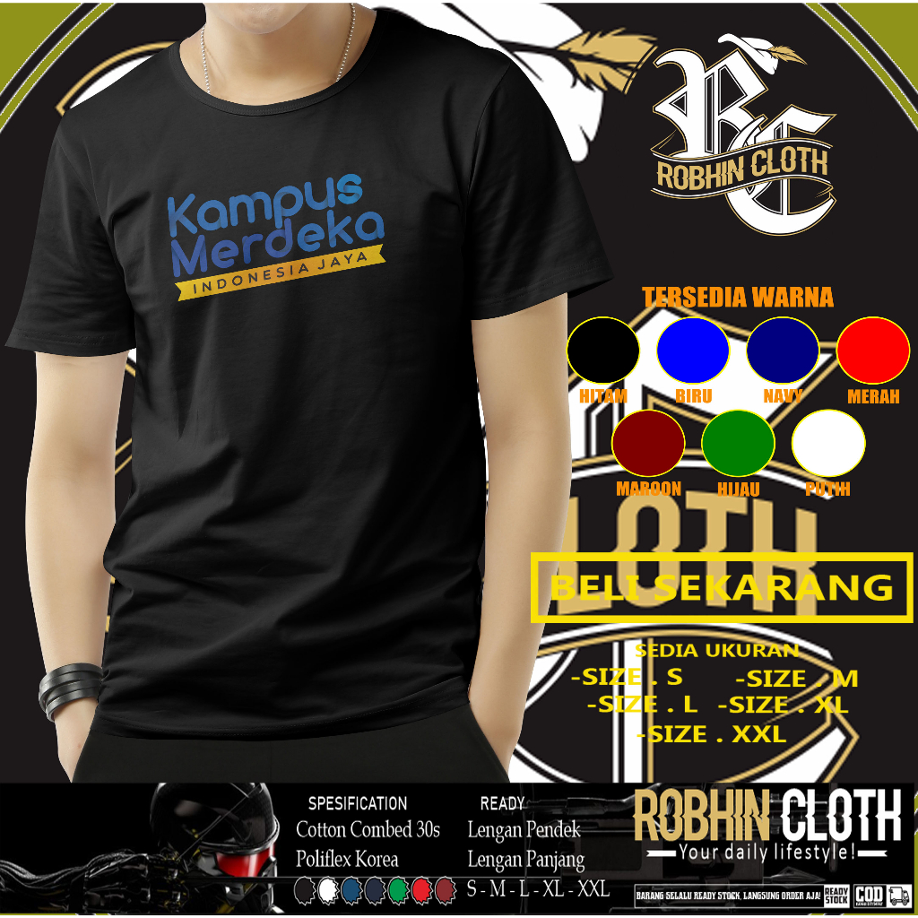 Jual Kaos Baju Kampus Merdeka Indonesia Jaya Kaos Distro | Shopee Indonesia
