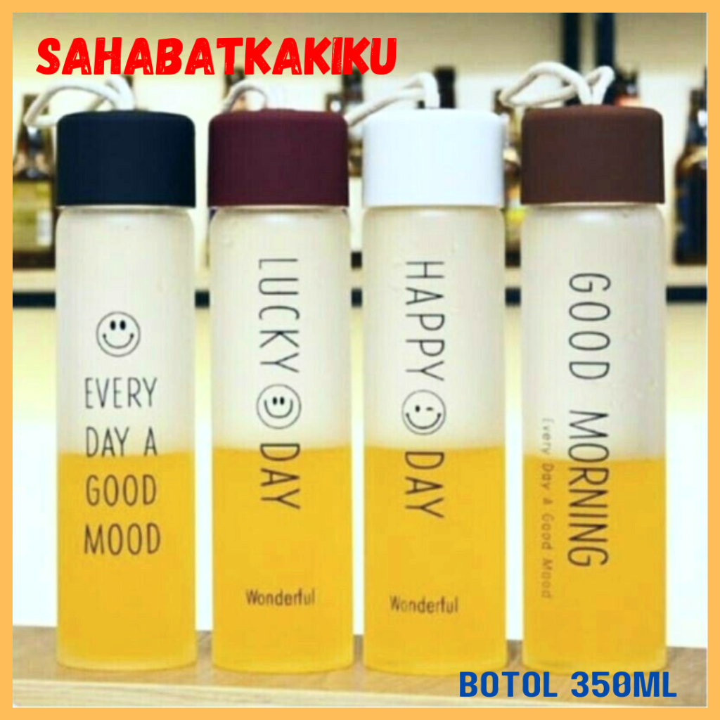 Jual Botol Kaca Lucky Day Happy Day Doff / Tumbler Glass My Bottle ...