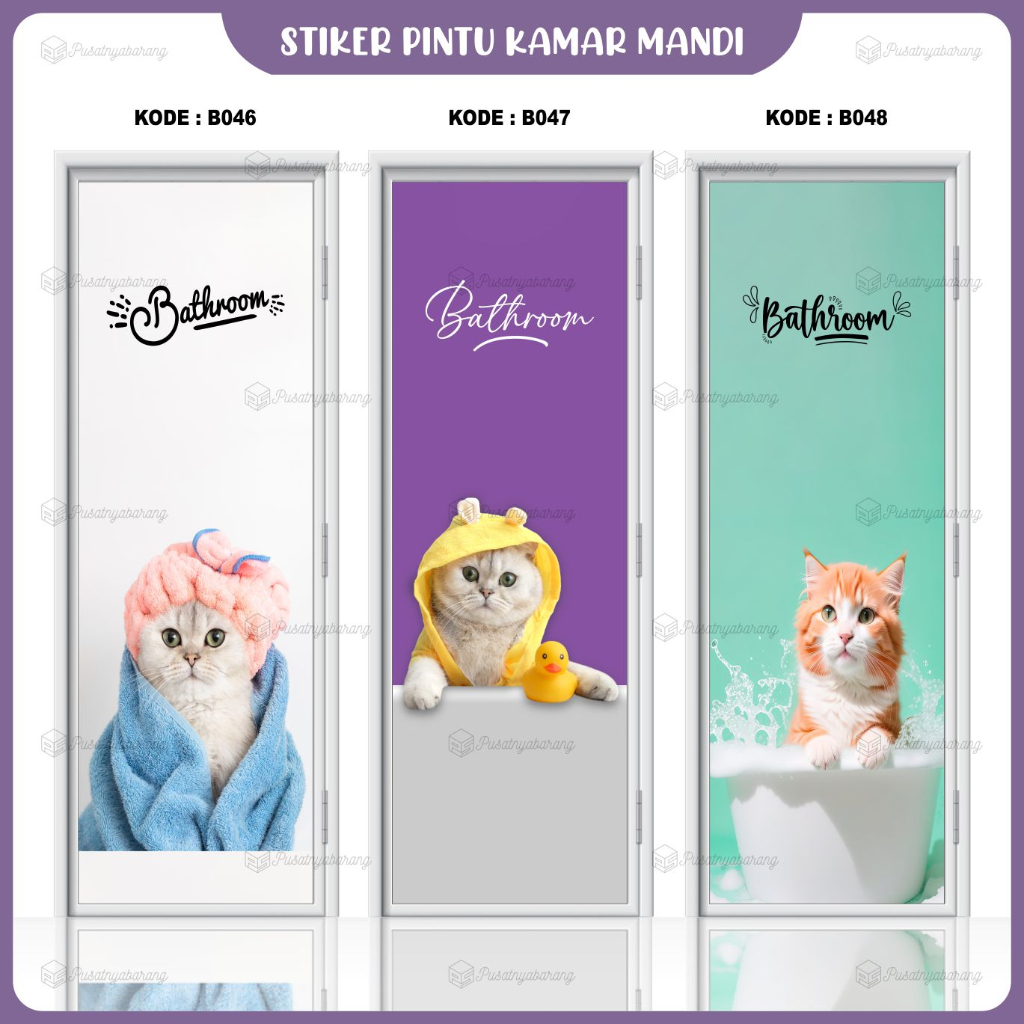 Jual Sticker Pintu Kamar Mandi - Stiker Pintu Toilet Motif KUCING Tahan ...