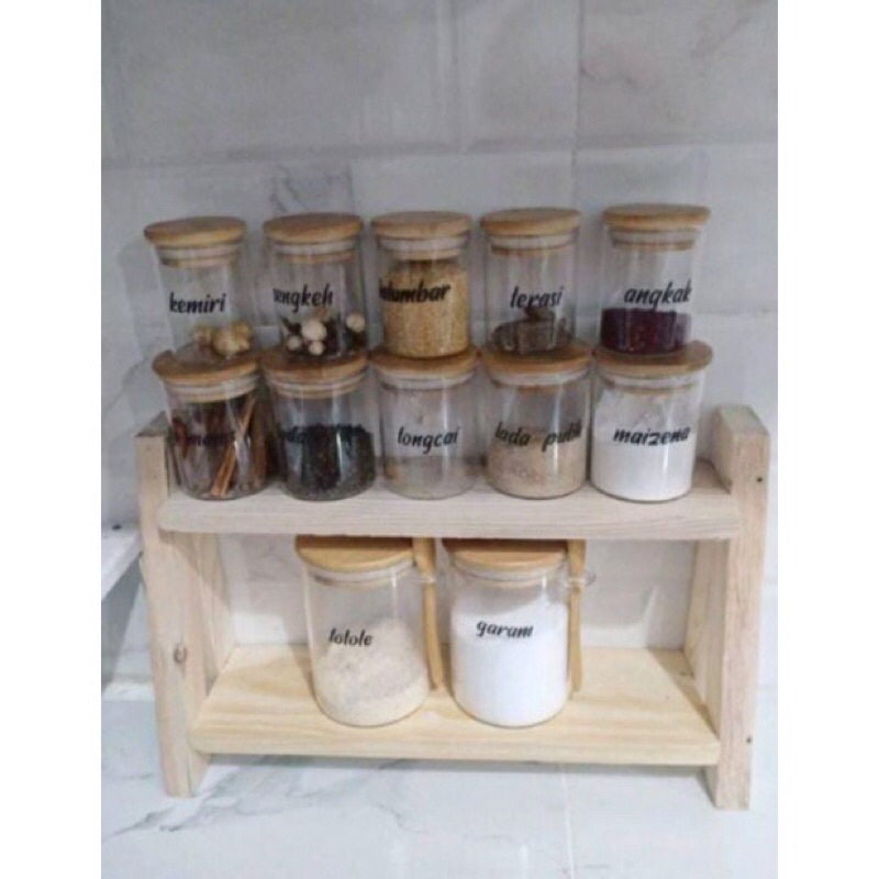 Jual Rak Bumbu Dapur Kayu Tempat Buku Rak Foto Rak Toples Rak Makeup ...