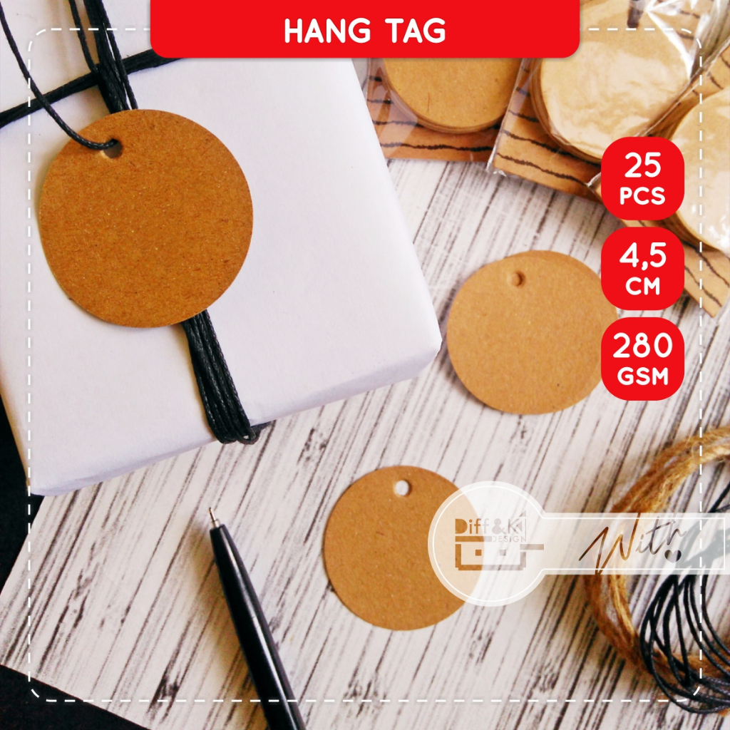 Jual Label Hang Tag Polos Bulat 4,5cm Kraft Rustic Vintage Wrapping ...