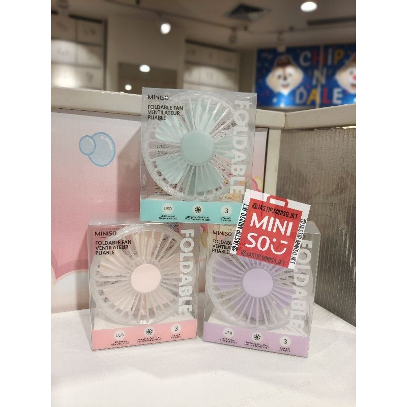 Jual MINISO 🆕 Foldable Mini Fan 3inch Rechargable 1200mAh (Green ...