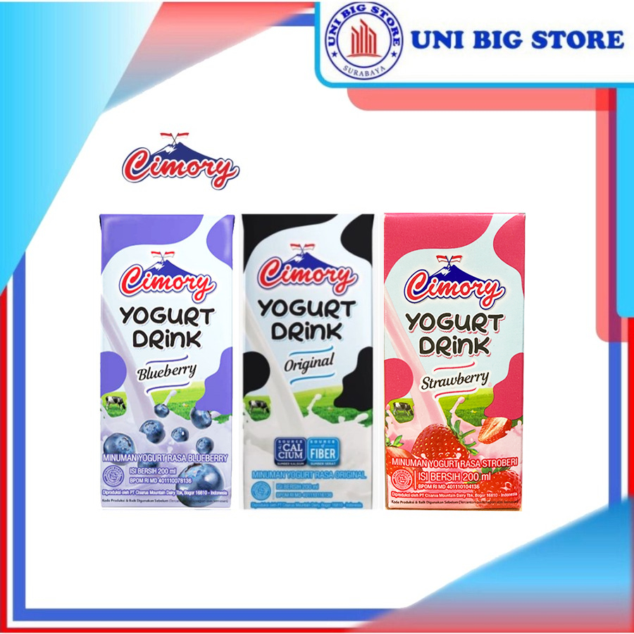 Jual Cimory UHT Yogurt Original Strawberry BlueBerry 200 ml | Shopee Indonesia