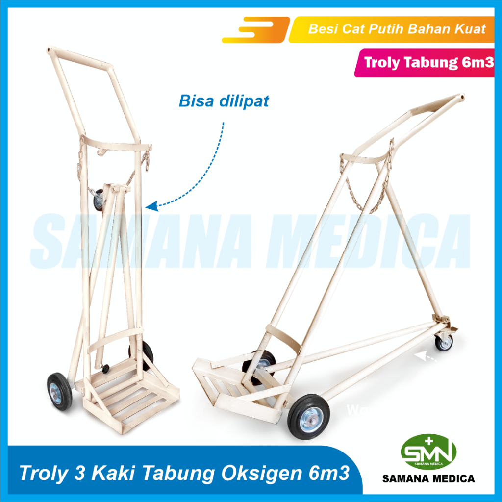 Jual Troly Tabung Oksigen 6M3 KAKI 3 Besi Cat Putih Tulang Bahan Kuat ...