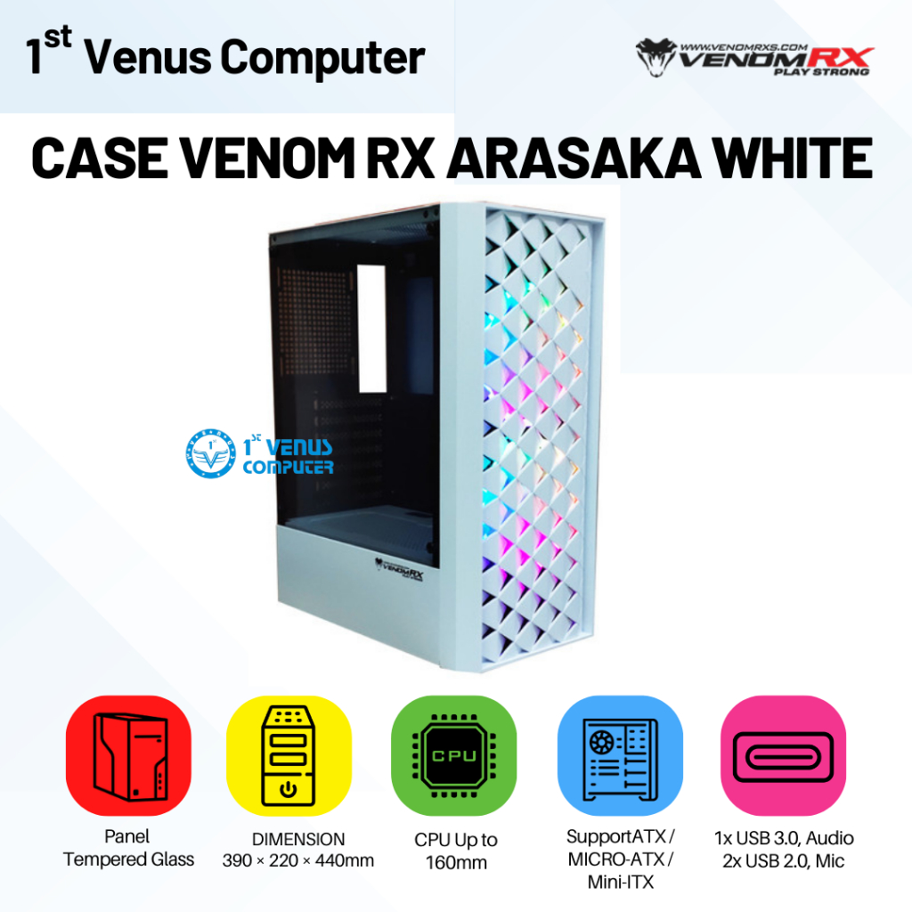 Jual CASE VENOM RX ARASAKA WHITE / CASING PC VENOM / CASE VENOMRX ...